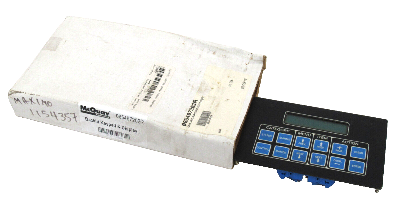 NEW MCQUAY 065497202R BACKLIT KEYPAD & DISPLAY 654972B-02 KD1216-M2 ...