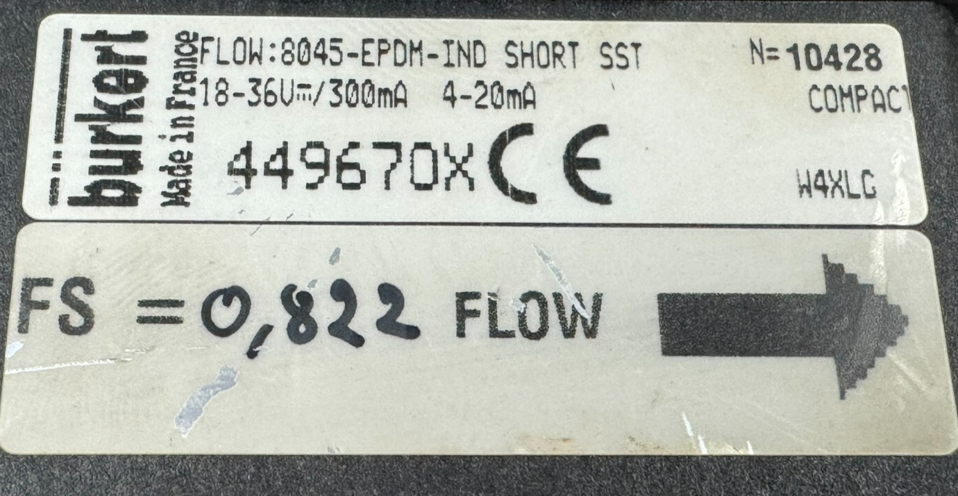 USED BURKERT 449670X EASY FLOW TRANSMITTER 8045-EPMD IND SHORT SST 18 ...