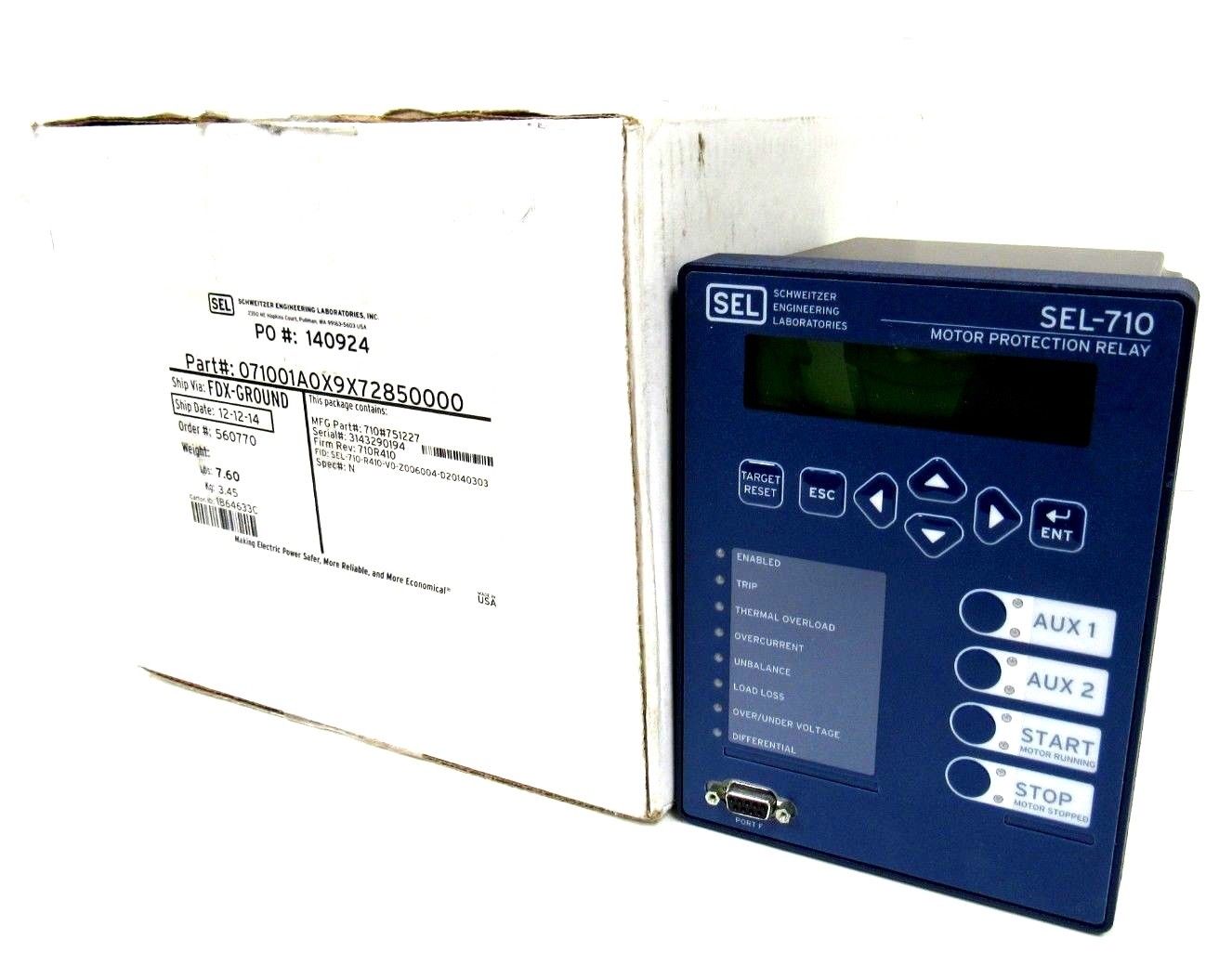 NEW SCHWEITZER SEL-710 MOTOR PROTECTION RELAY 071001A0X9X72850000 ...