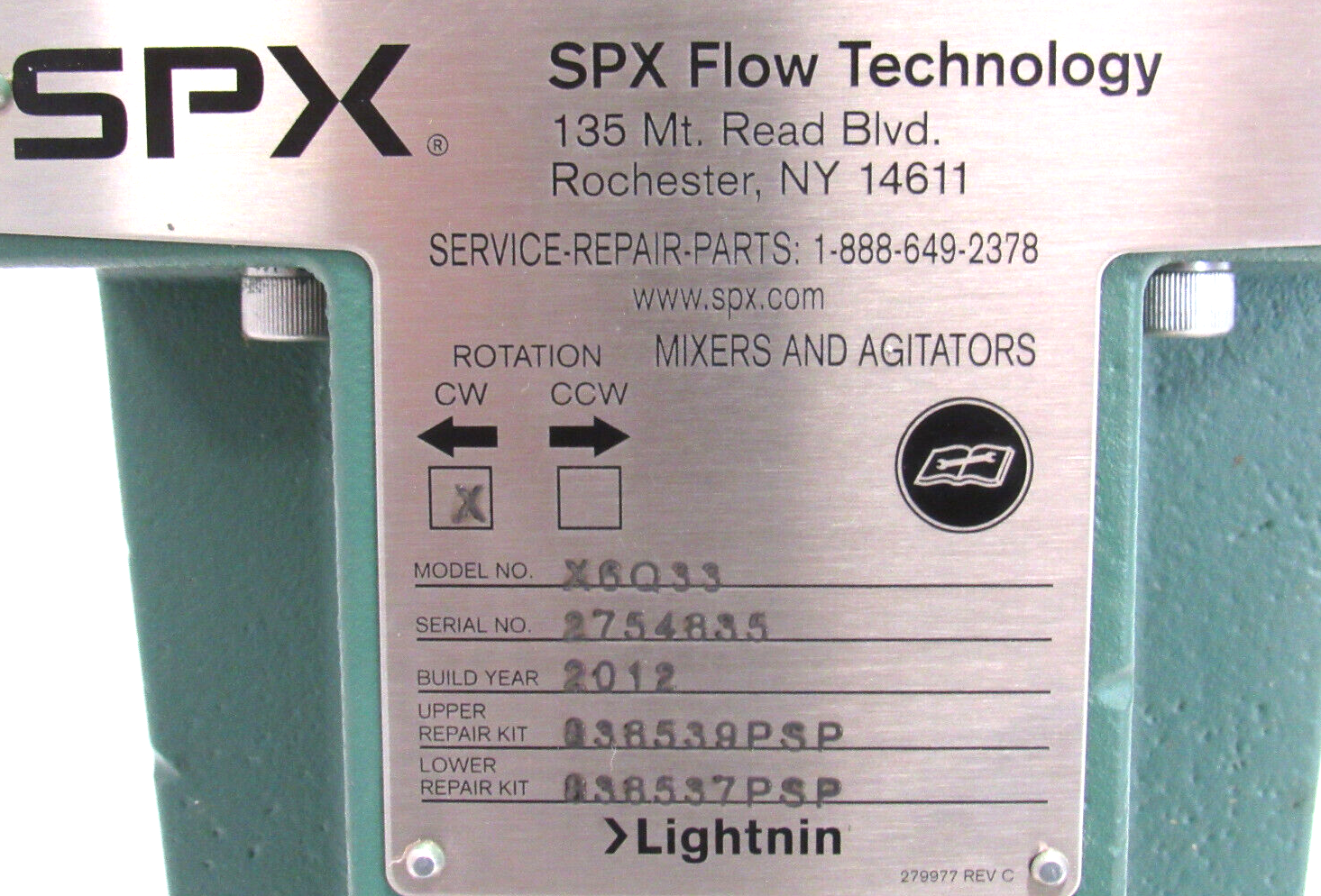NEW SPX LIGHTNIN X6Q33 MIXER .33HP 230/460V 1" BORE - SB Industrial ...