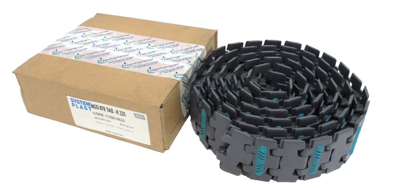 NEW SYSTEM PLAST NGD-878-TAB-K325 CONVEYOR CHAIN 10FT NGD878TABK325 ...