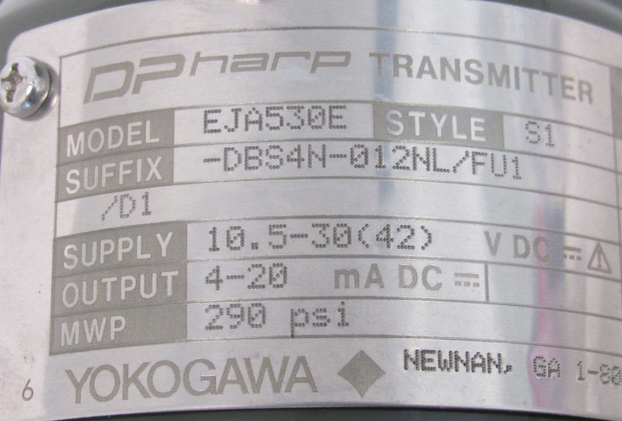 NEW YOKOGAWA EJA530E-DBS4N-012NL/FU1 PRESSURE TRANSMITTER ...