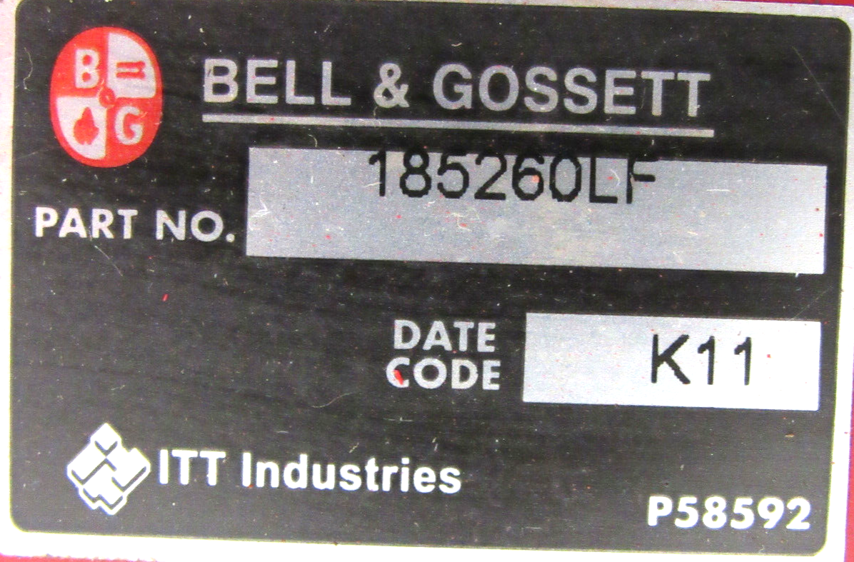 REFURBISHED BELL & GOSSETT 185260LF PUMP VM3342 3/4HP 208-230/460V - SB ...