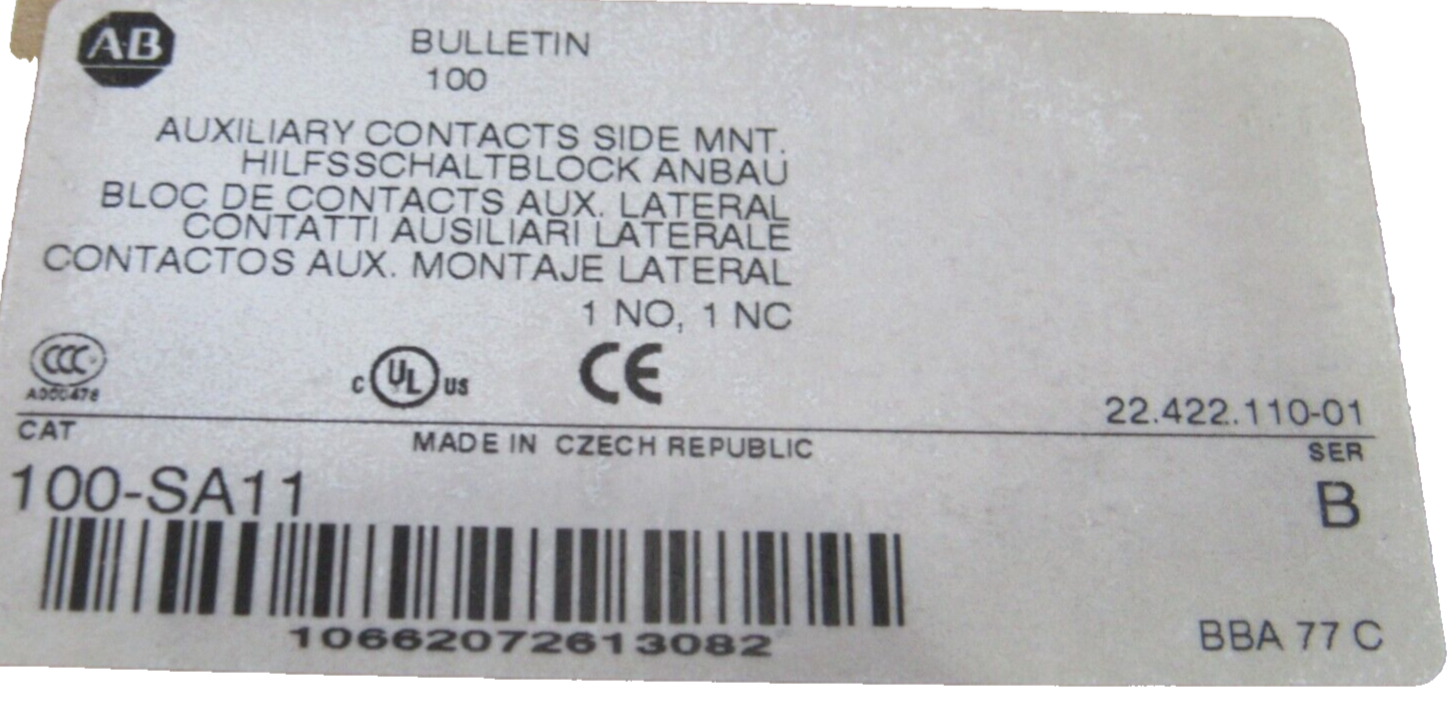 ALLEN BRADLEY 100-SA11 AUXILIARY CONTACT SER.B 100SA11 LOT OF 12 NEW ...