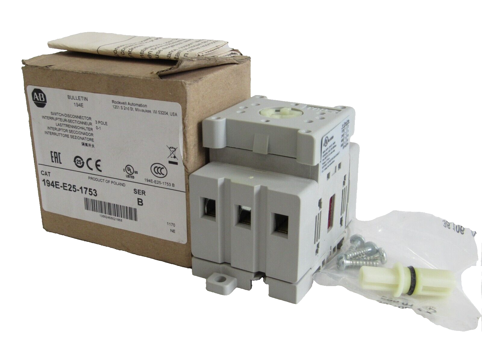 ALLEN BRADLEY 194E-E25-1753 DISCONNECTOR SWITCH 194EE251753 NEW ...