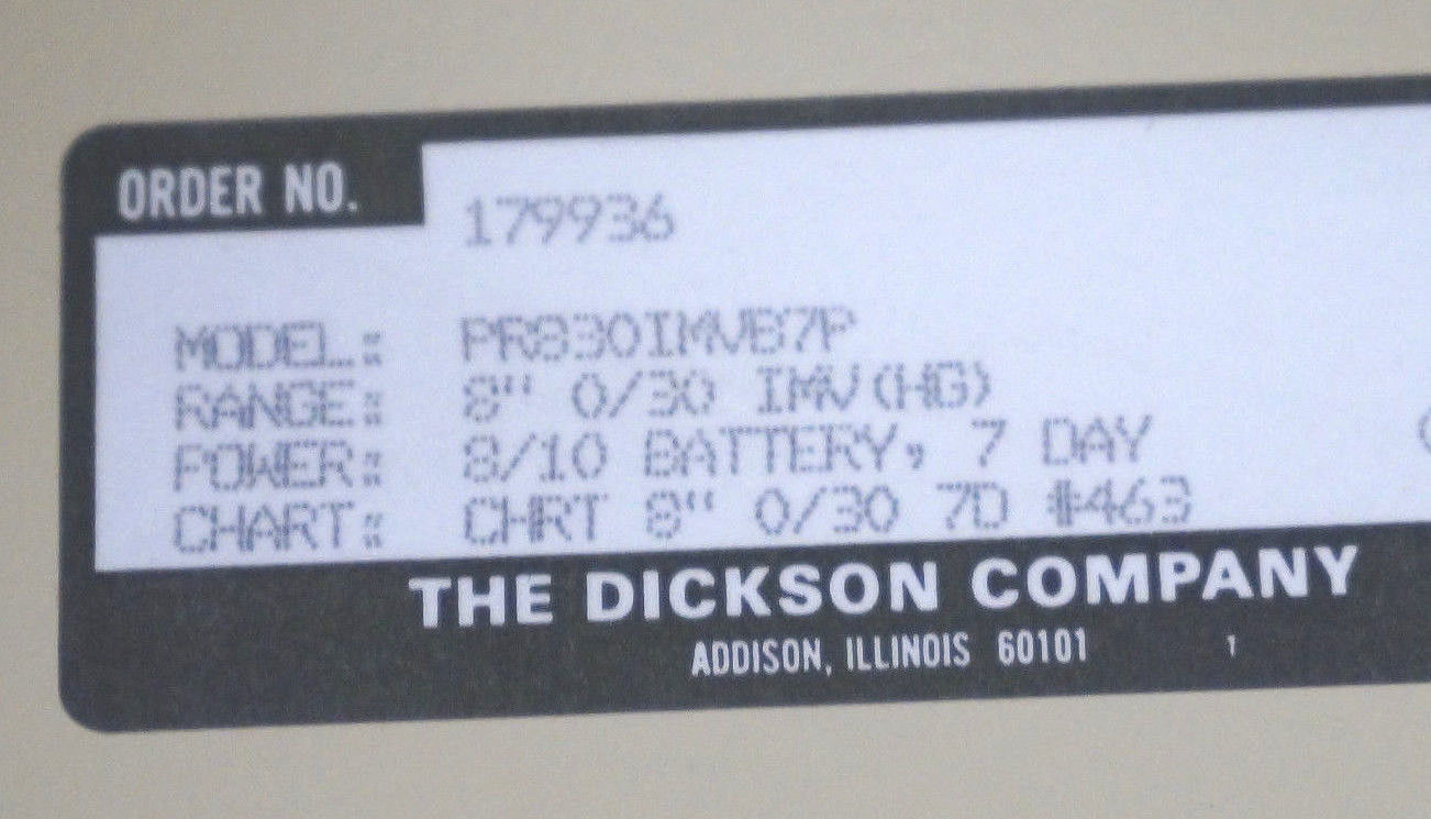 NEW DICKSON PR830IMVB7P PRESSURE CHART RECORDER - SB Industrial Supply ...