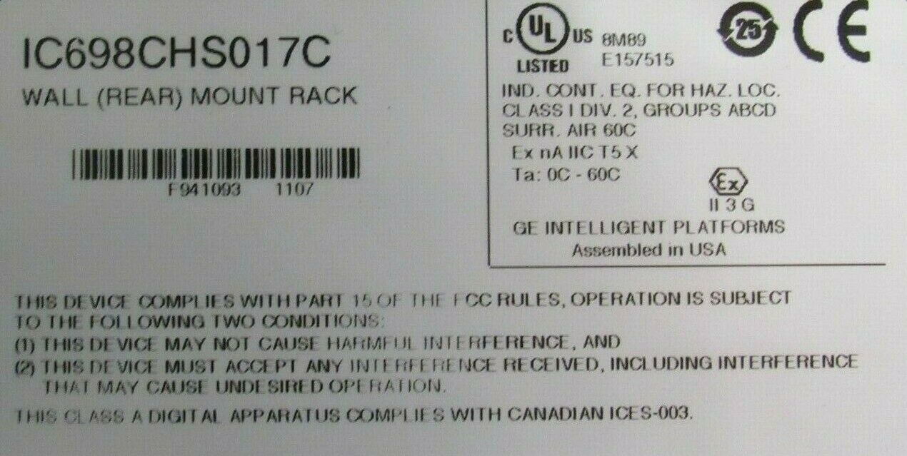 NEW GE FANUC IC698CHS017C PLC RACK 17 SLOT - SB Industrial Supply, Inc.
