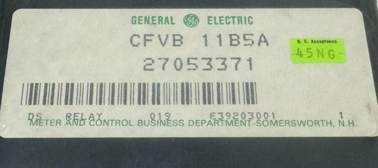 NEW GENERAL ELECTRIC 12CFVB-11B5A BALANCED VOLTAGE RELAY 48/125V CFVB ...