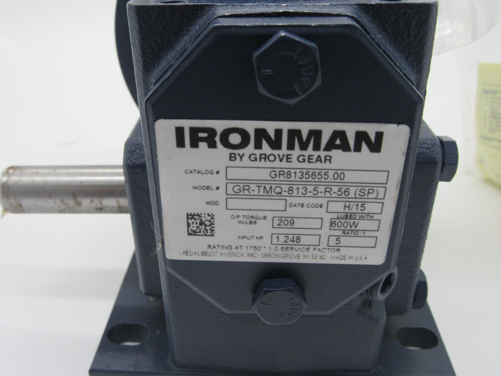 NEW GROVE GEAR GR-TMQ-813-5-R-56 IRONMAN GEAR REDUCER GR8135655-00 ...