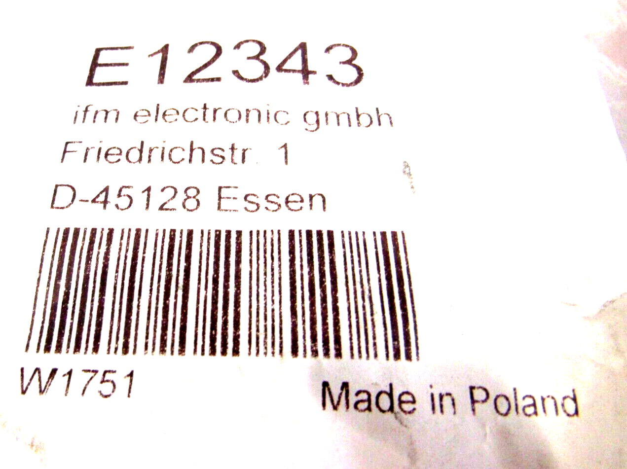 NEW IFM ELECTRONIC E172949 FEMALE CORDSET E12343 - SB Industrial Supply ...