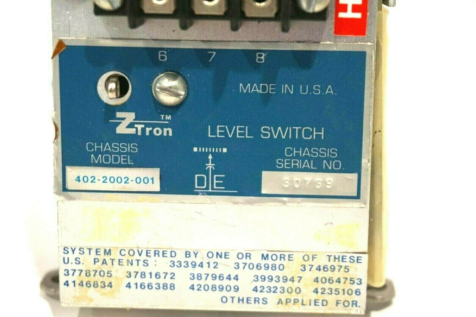 USED ZTRON 402-2002-001 LEVEL SWITCH 4022002001 - SB Industrial Supply ...
