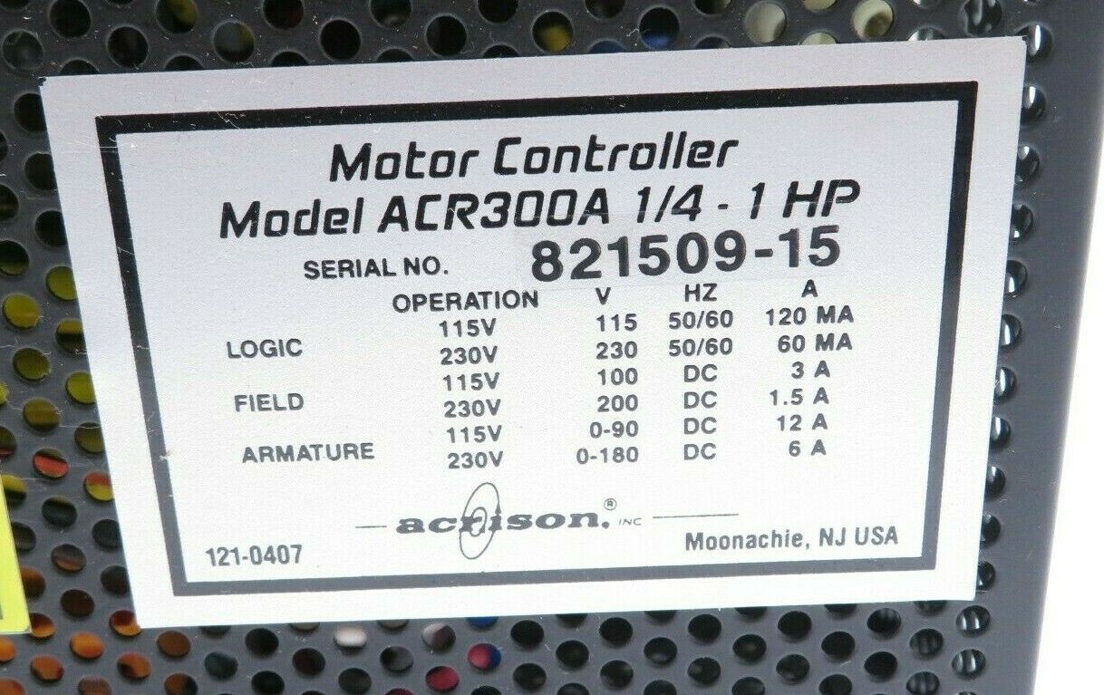 NEW ACRISON ACR300A DRIVE DC CONTROLLER ACR300A - SB Industrial Supply ...