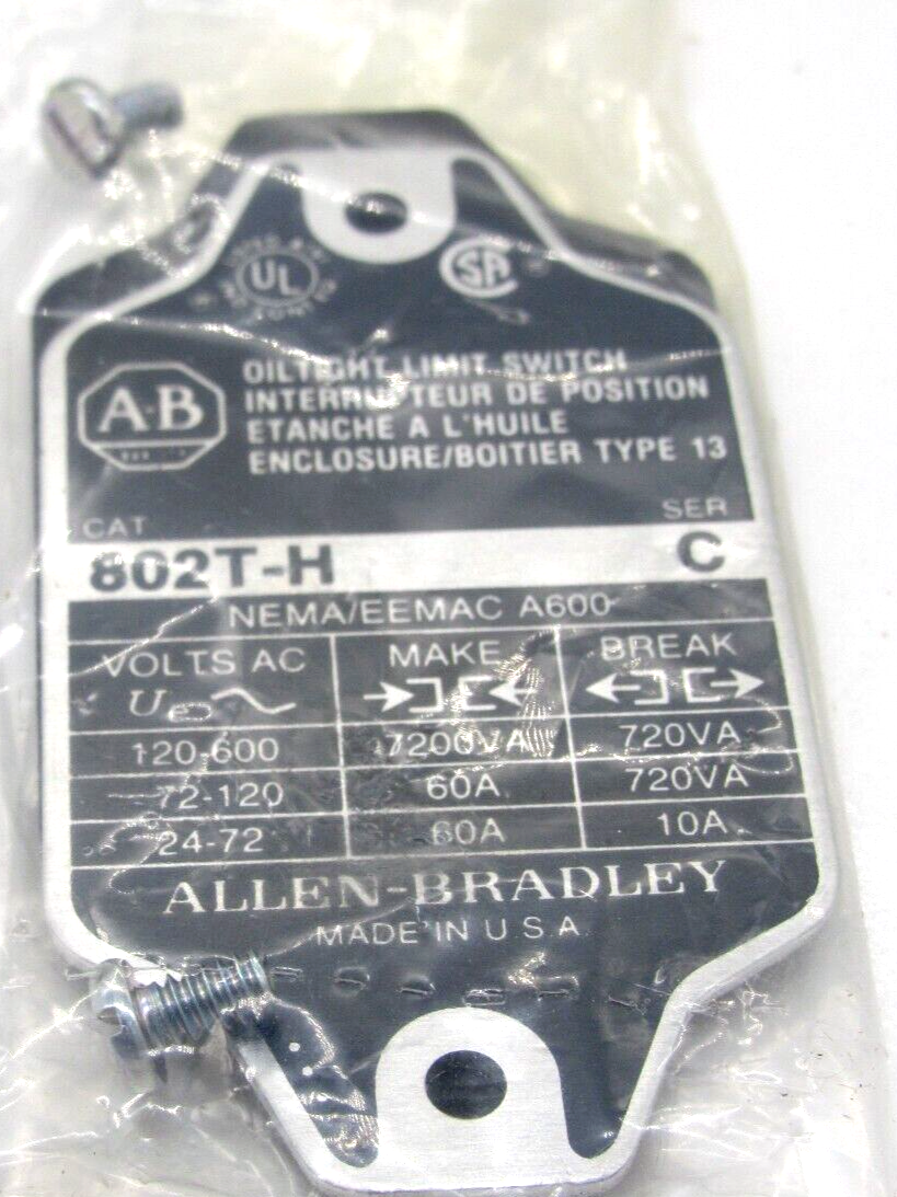 NEW ALLEN BRADLEY 802T-H LIMIT SWITCH SERIES C 802TH - SB Industrial ...