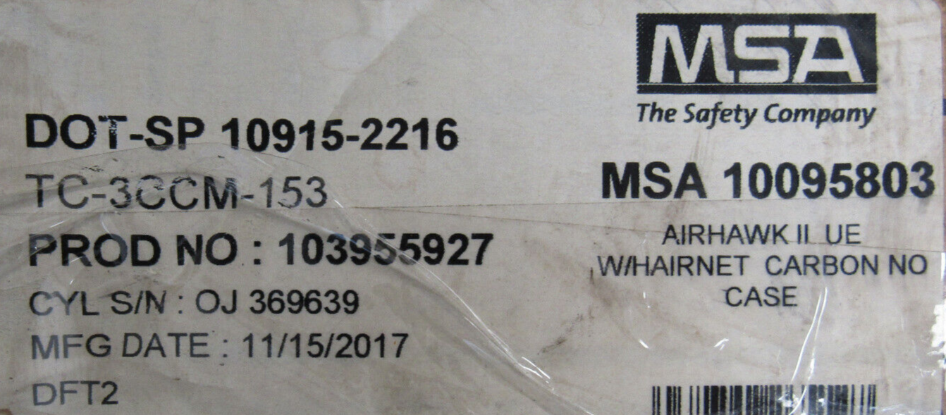 NEW MSA 2216 AIRHAWK II TC-3CCM-153 DOT-SP 10915-2216 10095803 ...