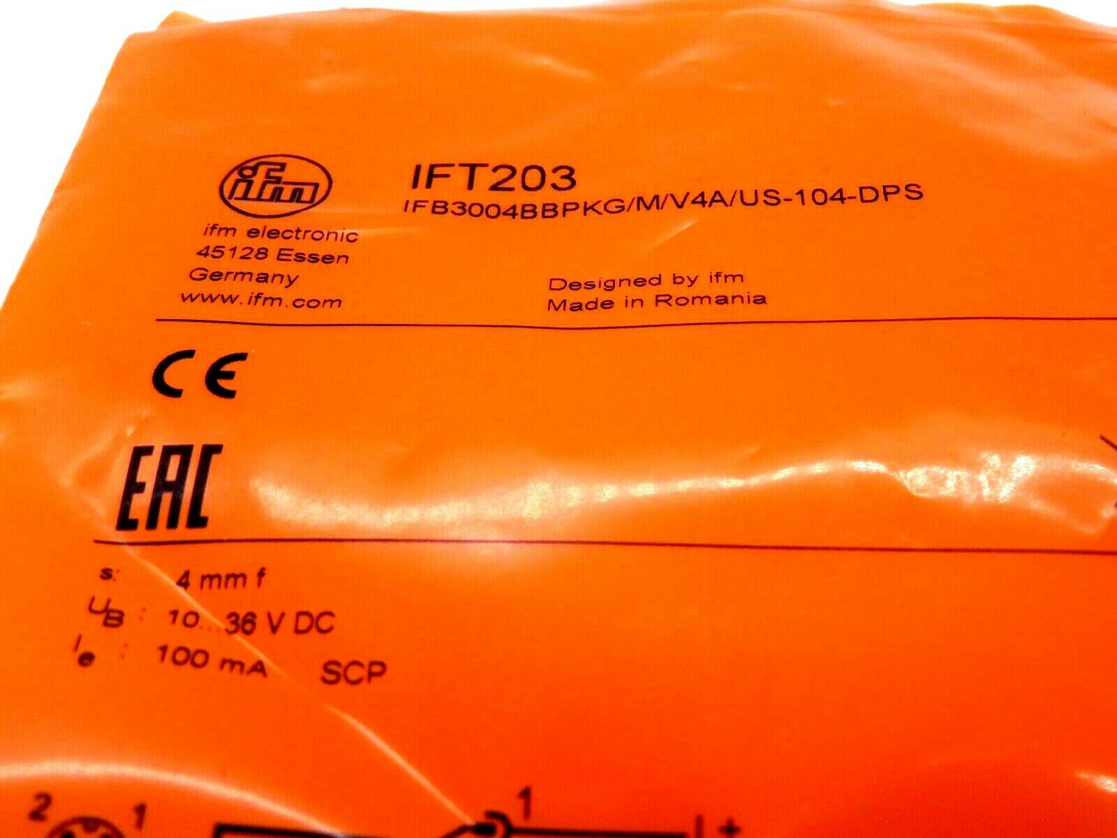 NEW SEALED IFM ELECTRONIC IFT203 INDUCTIVE SENSOR IFB3004BBPKG/M/V4A/US ...