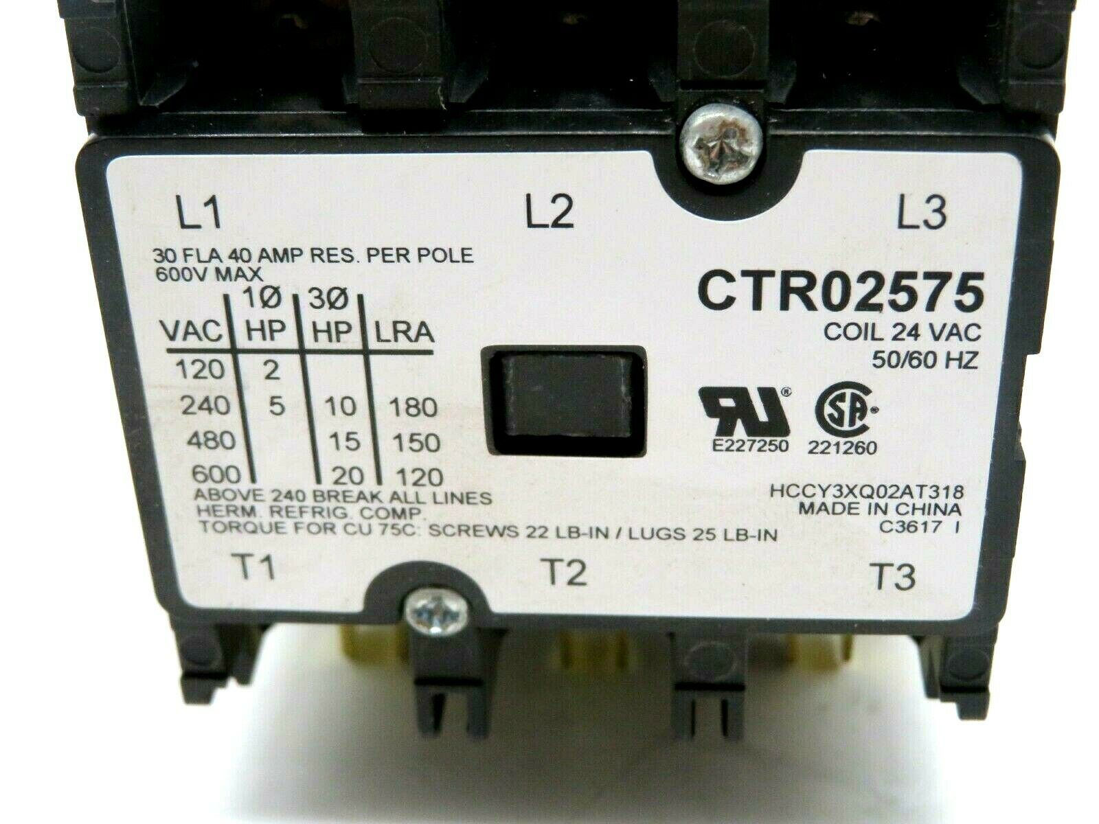 NEW SERVICE FIRST CTR02575 CONTACTOR 3P 30A 24VAC - SB Industrial ...