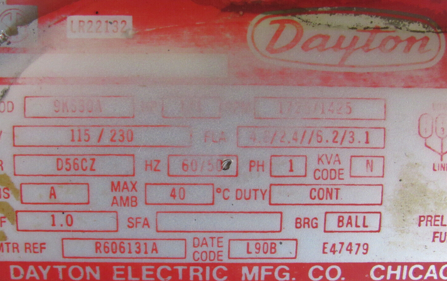 USED DAYTON 9K630A PUMP 1/4 HP 115/230V 1-1/4"x1-1/4" LR22132 - SB ...