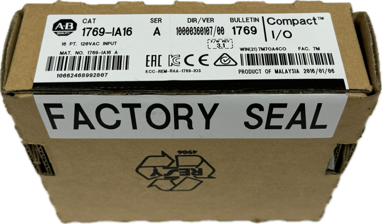 ALLEN BRADLEY 1769-IA16 COMPACTLOGIX INPUT MODULE SER. A NEW SURPLUS ...