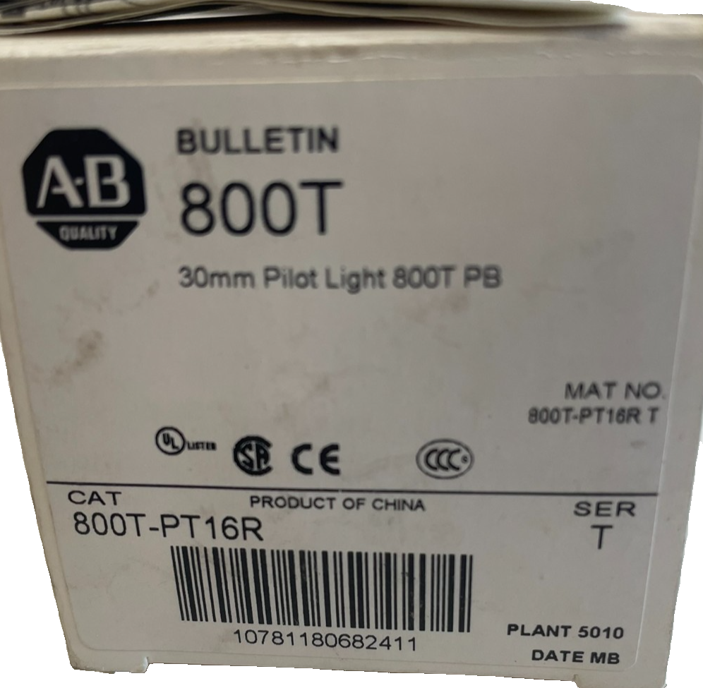 ALLEN BRADLEY 800T-PT16R PILOT LIGHT SER. T 800TPT16R NEW, SURPLUS - SB ...