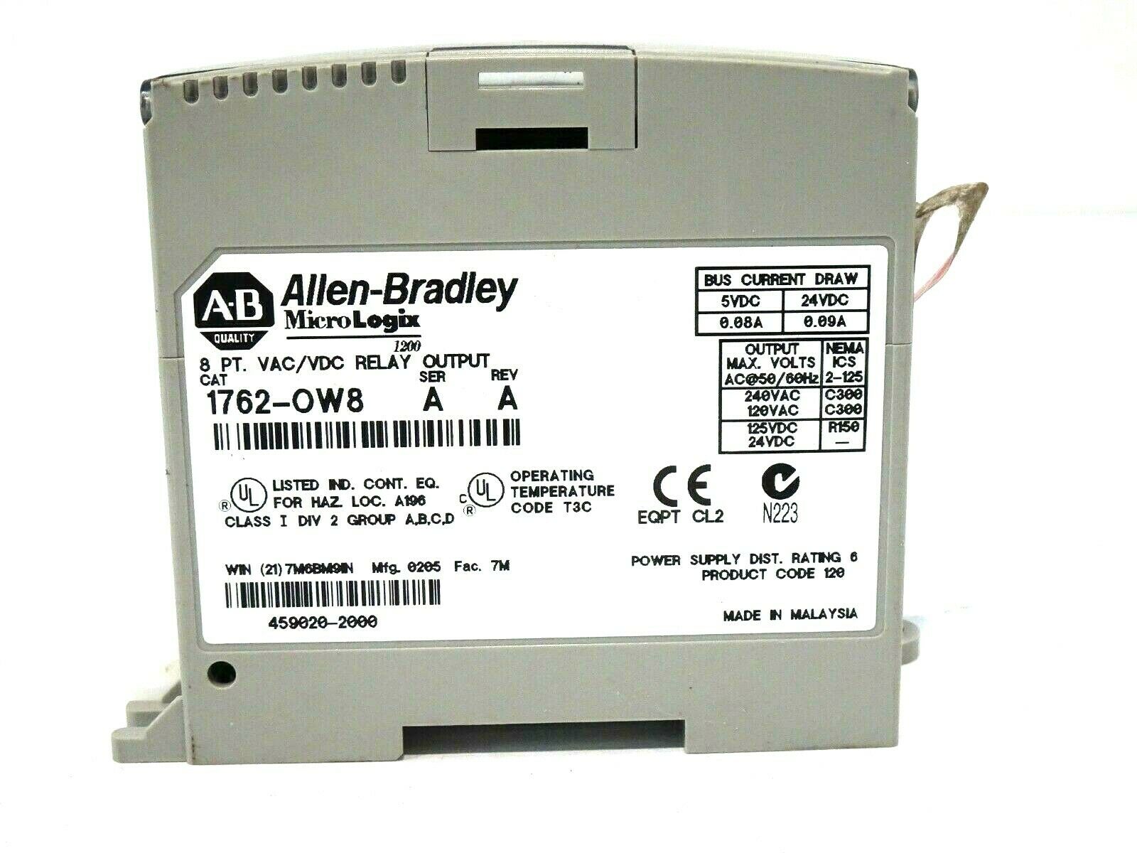 NEW ALLEN BRADLEY 1762-OW8 RELAY OUTPUT MODULE SER.A 1762OW8 - SB ...