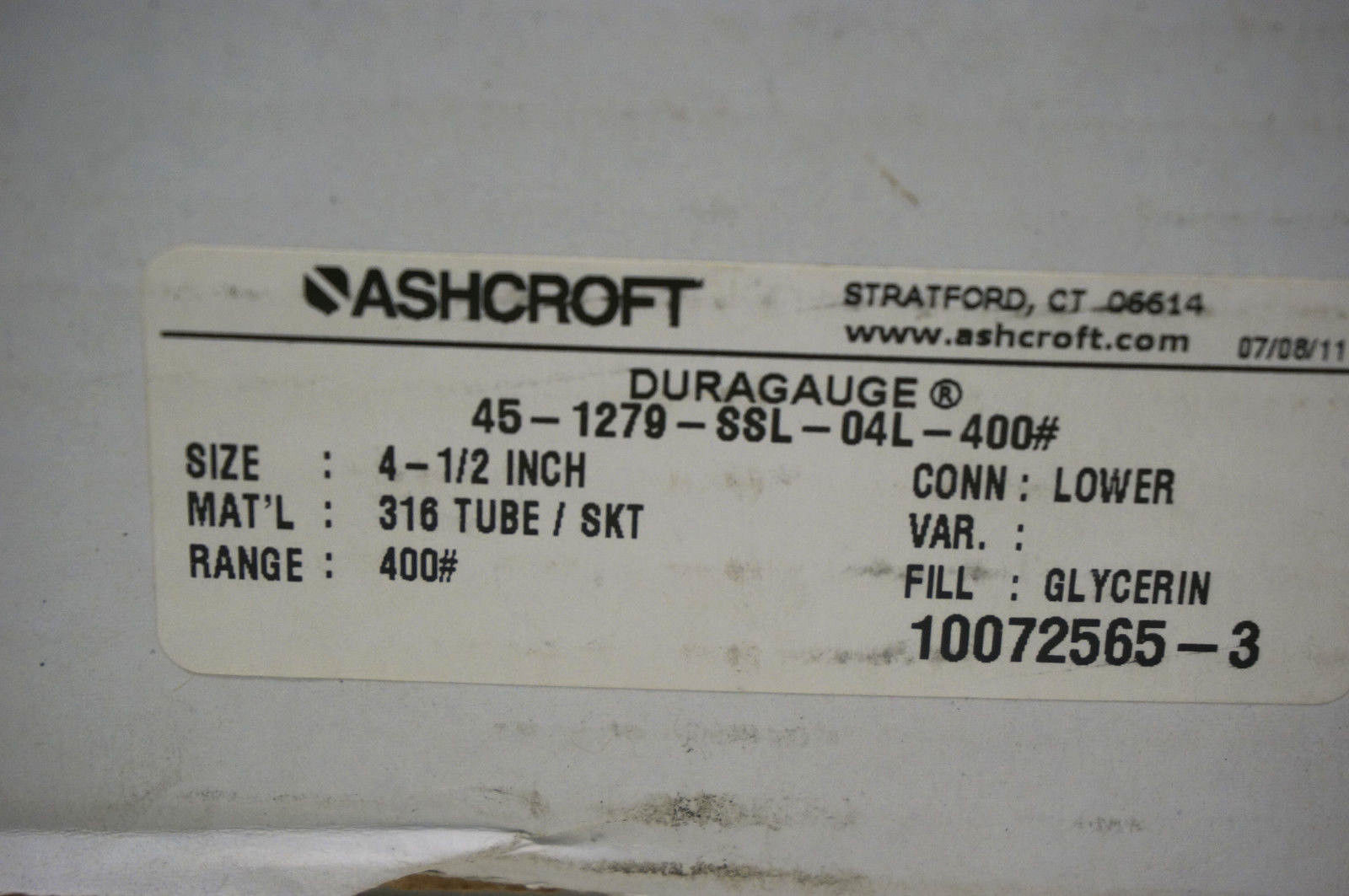 NEW ASHCROFT 45-1279-SSL-04L-400 DURAGAUGE 451279SSL04L400 - SB ...