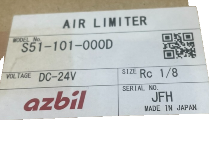 NEW AZBIL S51-101-000D AIR LIMITER DC-24V S51101000D - SB Industrial ...
