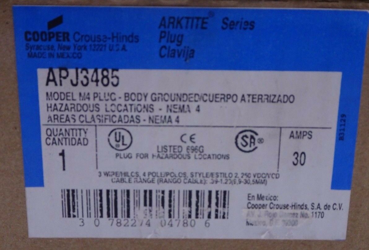 NEW COOPER APJ3485 MODEL M4 PLUG - SB Industrial Supply, Inc.