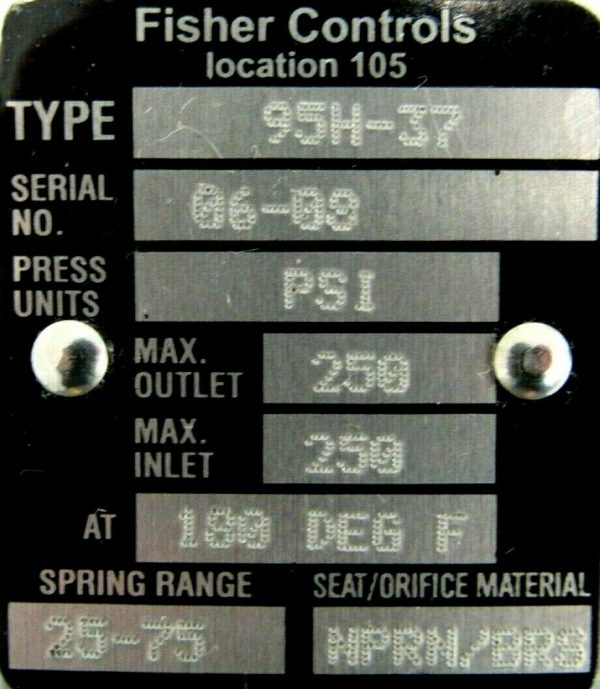 NEW FISHER CONTROLS 95H-37 PRESSURE REGULATOR 95H37 - SB Industrial ...