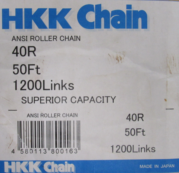 NEW HKK CHAIN 40R ROLLER CHAIN 50' 1200 LINKS - SB Industrial Supply, Inc.