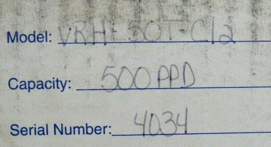 NEW HYDRO INSTRUMENTS VRH-50T-CI2 CONTROL SERIES 300 CAPACITY 500PPD ...