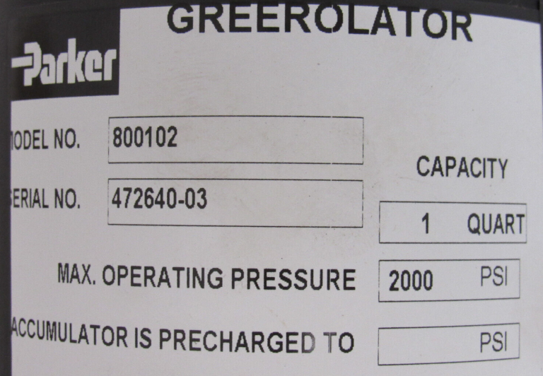 NEW PARKER 800102 GREEROLATOR ACCUMULATOR 1QT - SB Industrial Supply, Inc.
