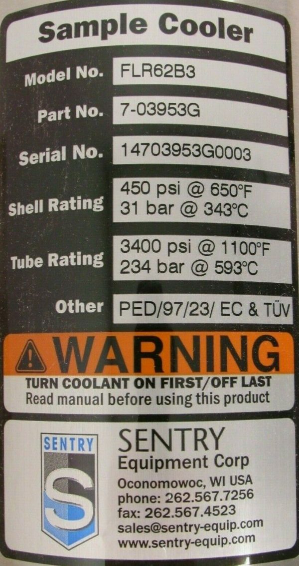 NEW SENTRY FLR62B3 SAMPLE COOLER 7-03953G - SB Industrial Supply, Inc.