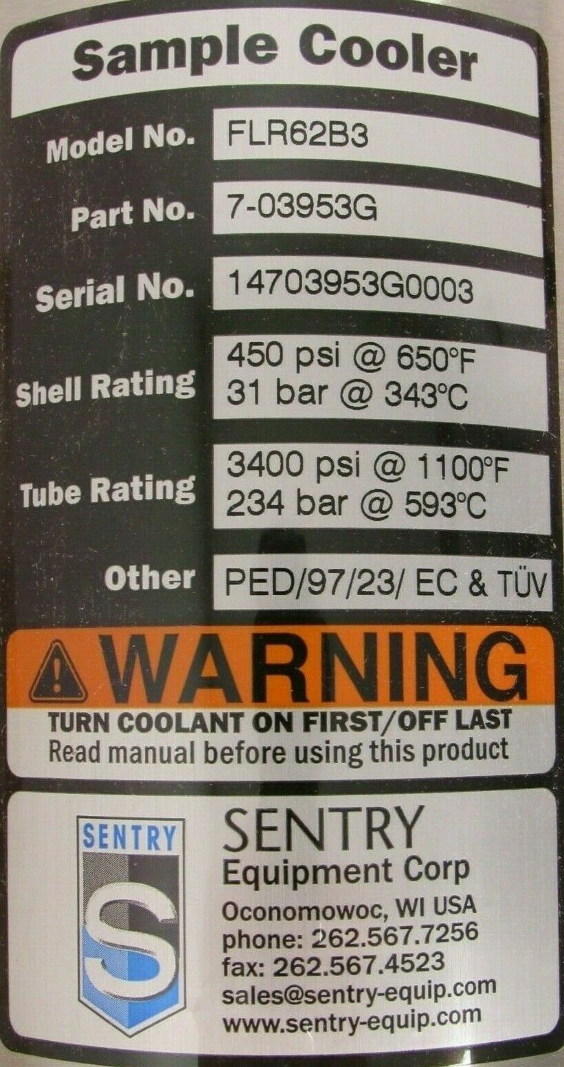 NEW SENTRY FLR62B3 SAMPLE COOLER 7-03953G - SB Industrial Supply, Inc.