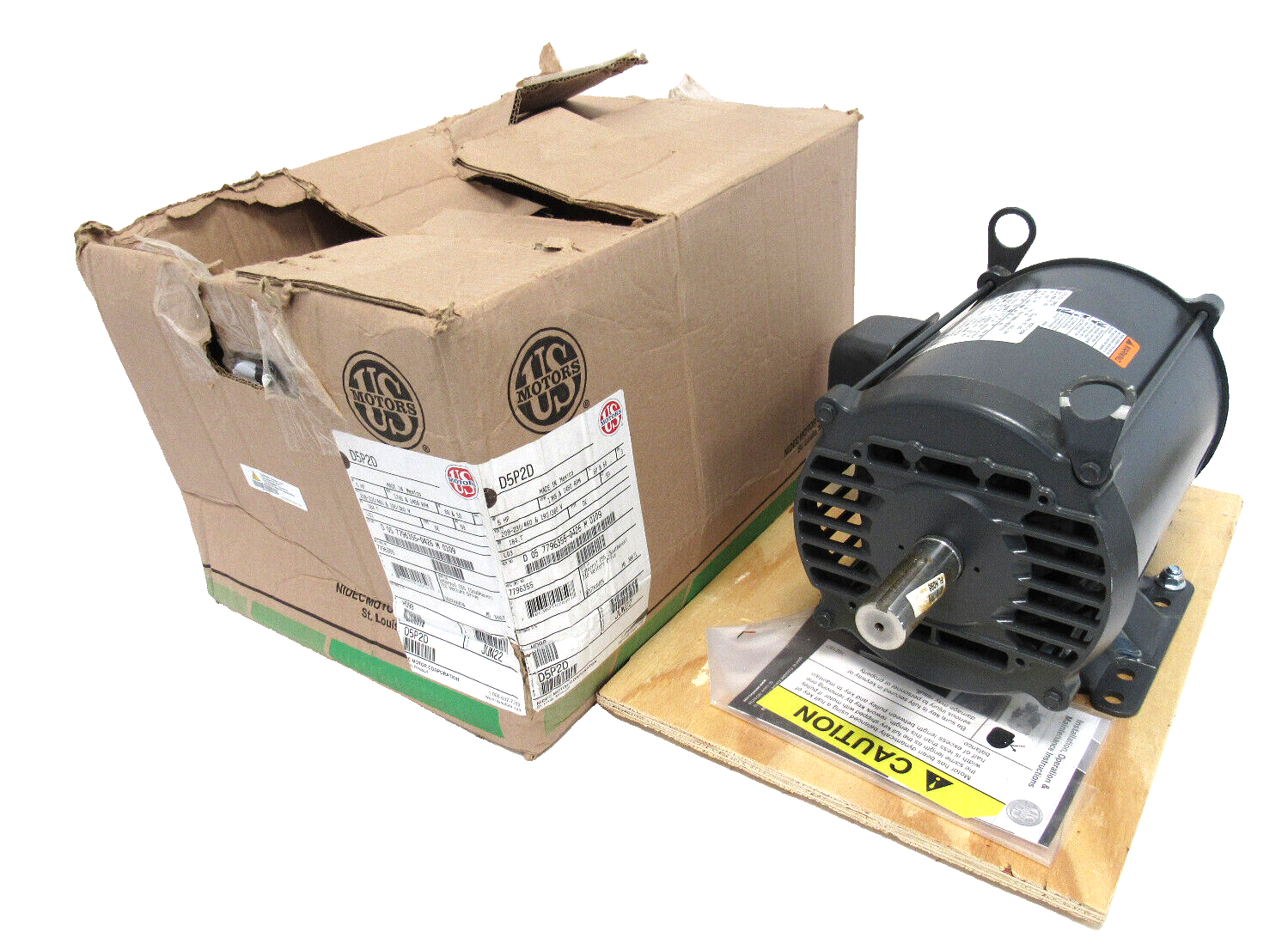 NEW US MOTORS D5P2D MOTOR 5HP 1765RPM HD98 208-230/460V - SB Industrial ...
