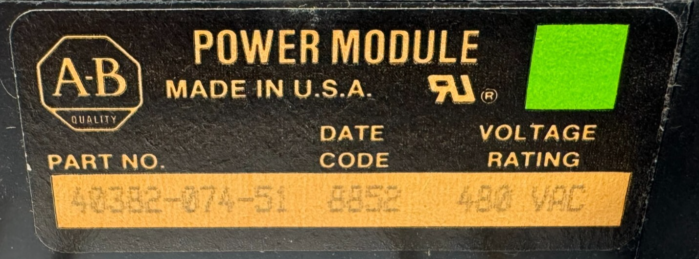 ALLEN BRADLEY 40382-074-51 POWER MODULE 480VAC PRE-OWNED USED SURPLUS ...