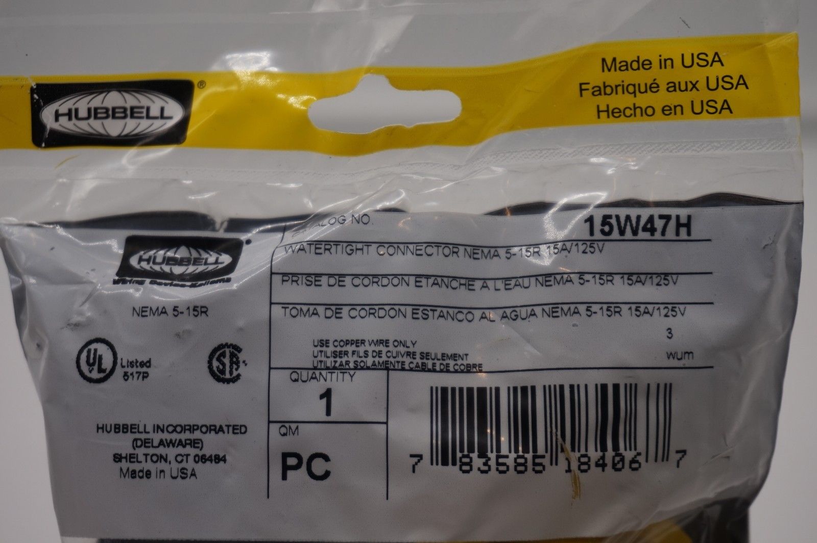 NEW HUBBELL 15W47H WATERTIGHT CONNECTOR - SB Industrial Supply, Inc.