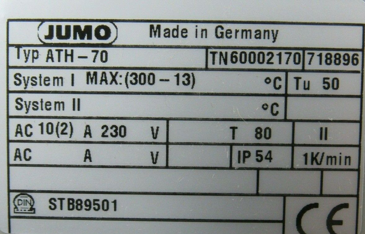 NEW JUMO ATH-70 THERMOSTAT ATH70 ATHF-70 - SB Industrial Supply, Inc.