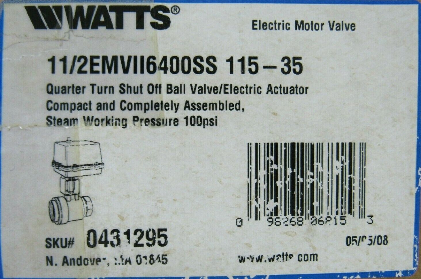 NEW WATTS 0431295 ACTUATOR VALVE 11/2EMVII6400SS 115-35 - SB Industrial ...