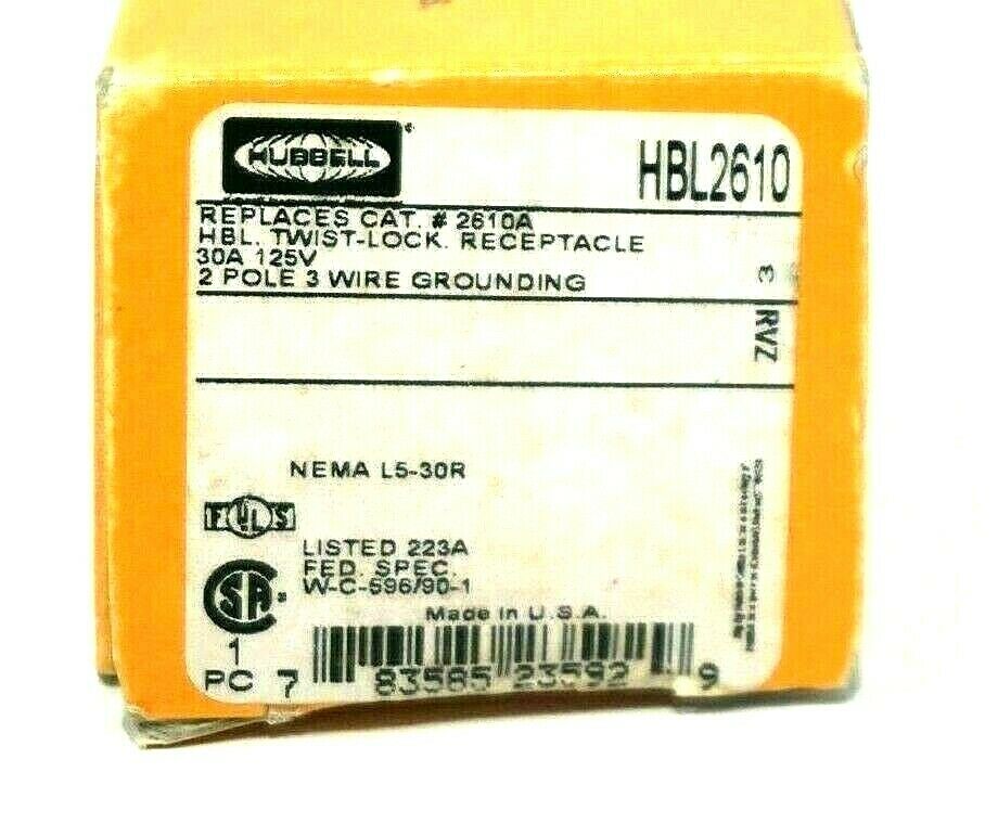 2 NEW HUBBELL HBL2610 TWIST LOCK RECEPTACLE - SB Industrial Supply, Inc.