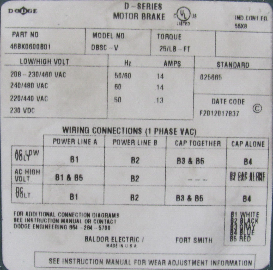 NEW BALDOR CEBM3710T-D BRAKE MOTOR 7.5HP 230/460V 213TC DBSC-V 46BK0600B01 - SB Industrial ...