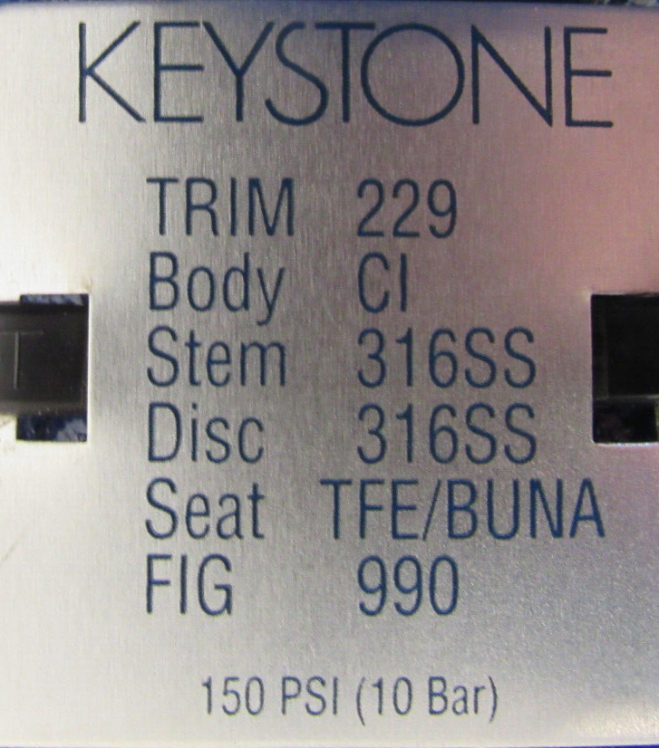 NEW KEYSTONE 990 BUTTERFLY VALVE F990 - SB Industrial Supply, Inc.