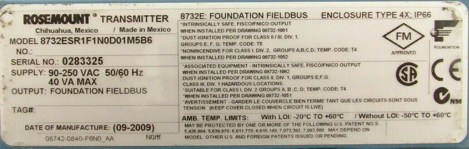 NEW ROSEMOUNT 8732ESR1F1N0D01M5B6 FLOW TRANSMITTER 8732E - SB ...