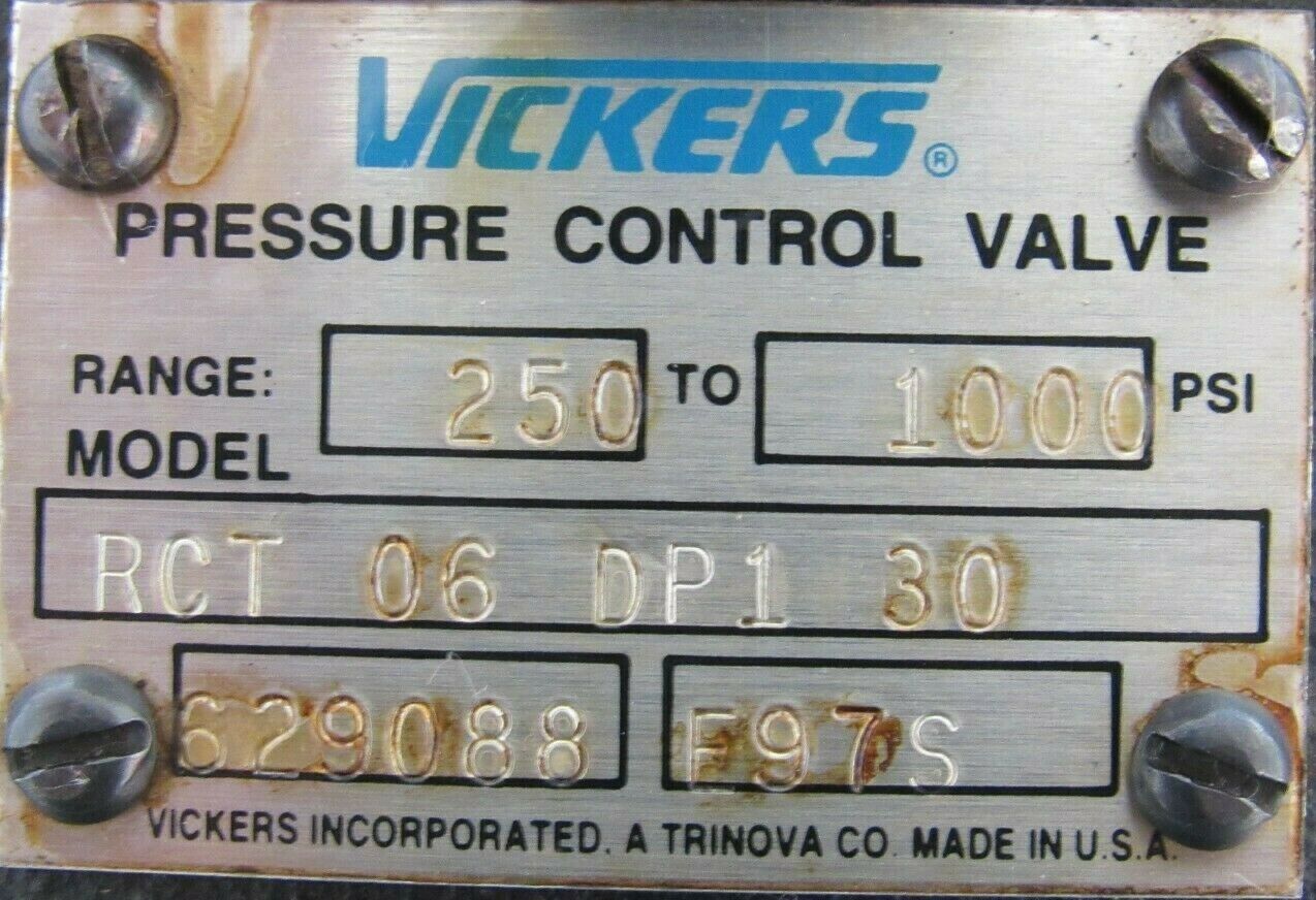 NEW VICKERS RCT-06-DP1-30 PRESSURE CONTROL VALVE 250-1000PSI RCT06DP130 ...