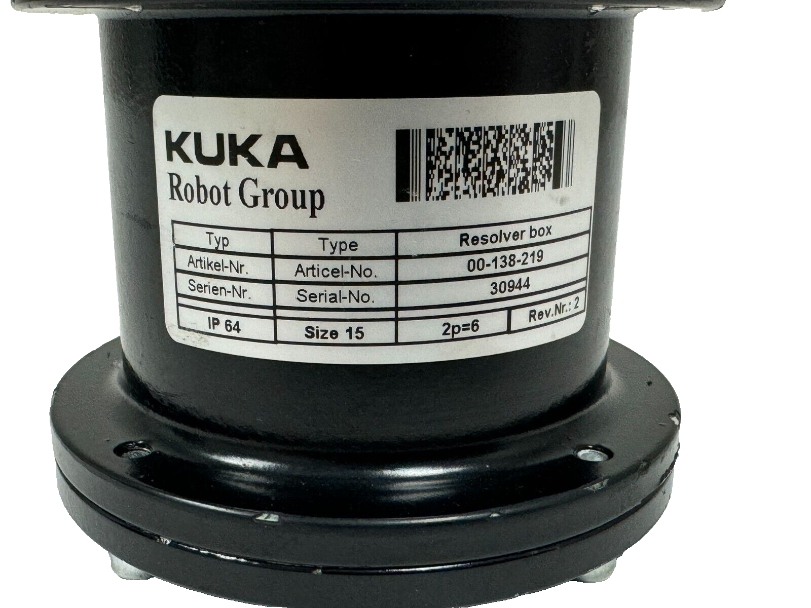 USED KUKA 00-138-219 RESOLVER BOX SIZE 15 2P=6 REV. NR: 2 00138219 - SB ...