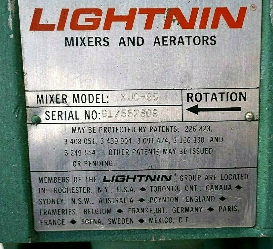 USED SPX LIGHTNIN XJC-65 AGITATOR / MIXER XJC62 - SB Industrial Supply ...