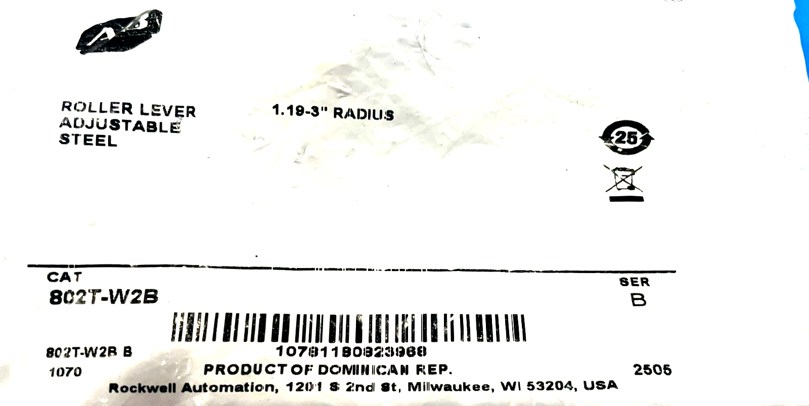 LOT OF 6 ALLEN BRADLEY 802T-W2B LEVER ARM SER. B 802TW2B NEW,SURPLUS ...