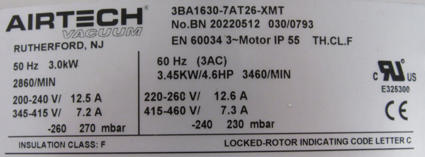 NEW AIRTECH 3BA1630-7AT26-XMT REGENERATIVE BLOWER 3BA16307AT26XMT - SB ...