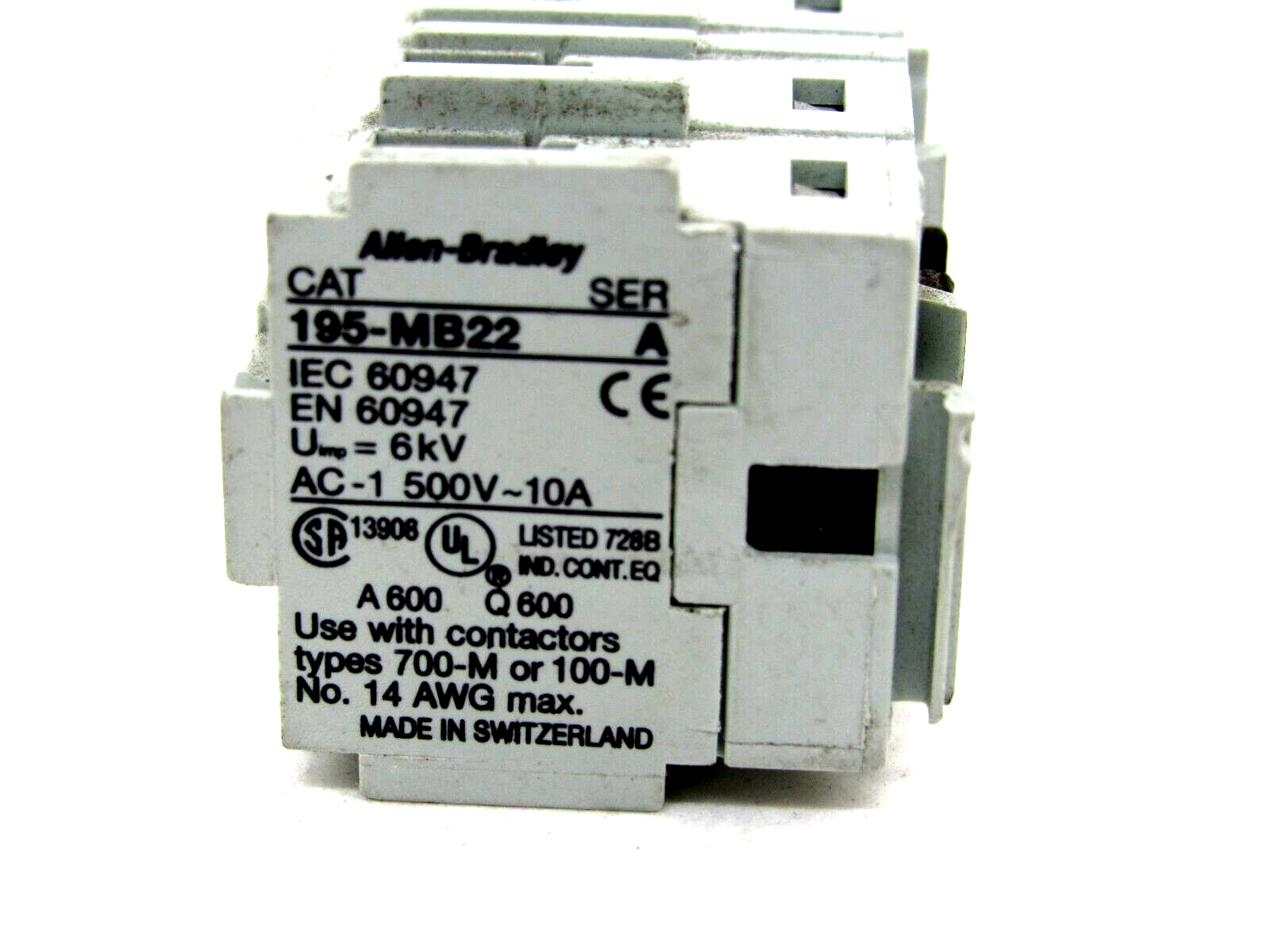 NEW ALLEN BRADLEY 195-MB22 CONTACT BLOCK SERIES A 195MB22 - SB ...
