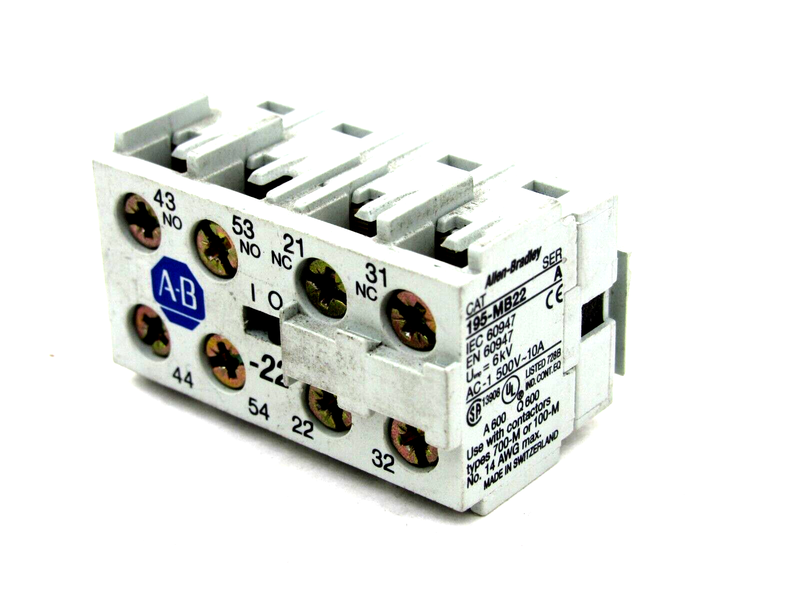 NEW ALLEN BRADLEY 195-MB22 CONTACT BLOCK SERIES A 195MB22 - SB ...