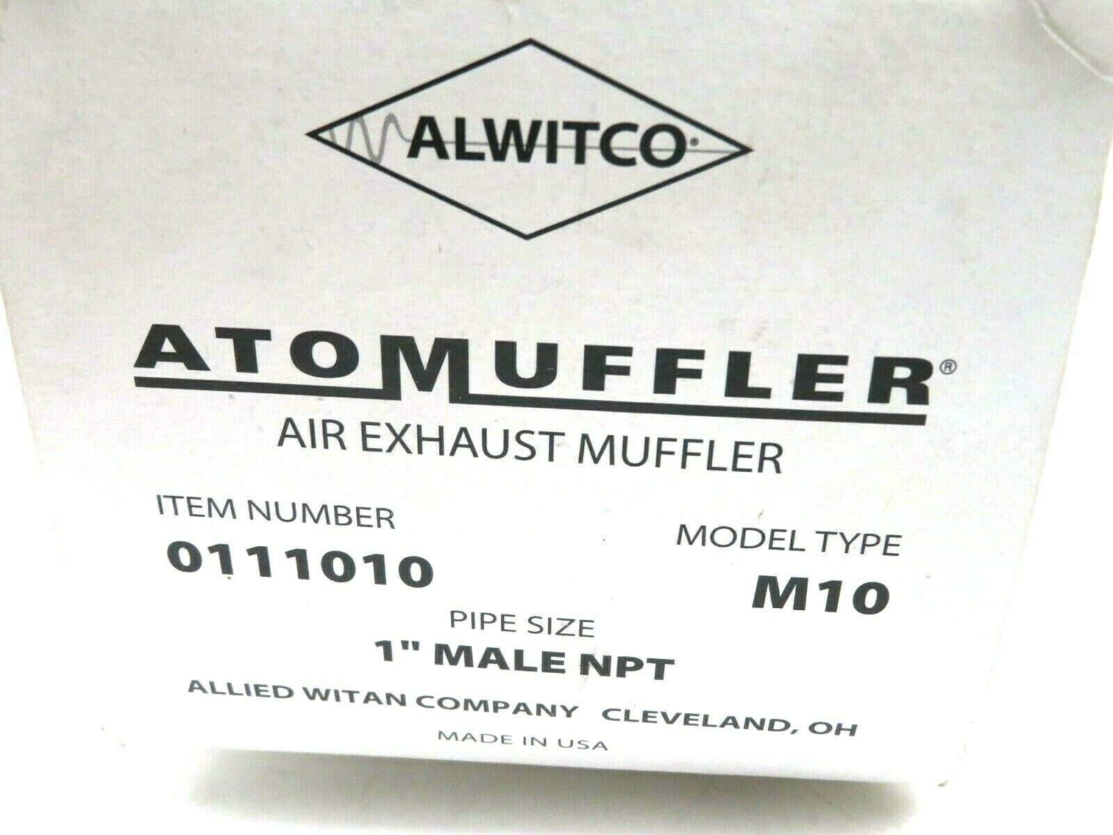 NEW ALWITCO 0111010 AIR EXHAUST MUFFLER 1" MALE NPT MODEL M10 - SB ...